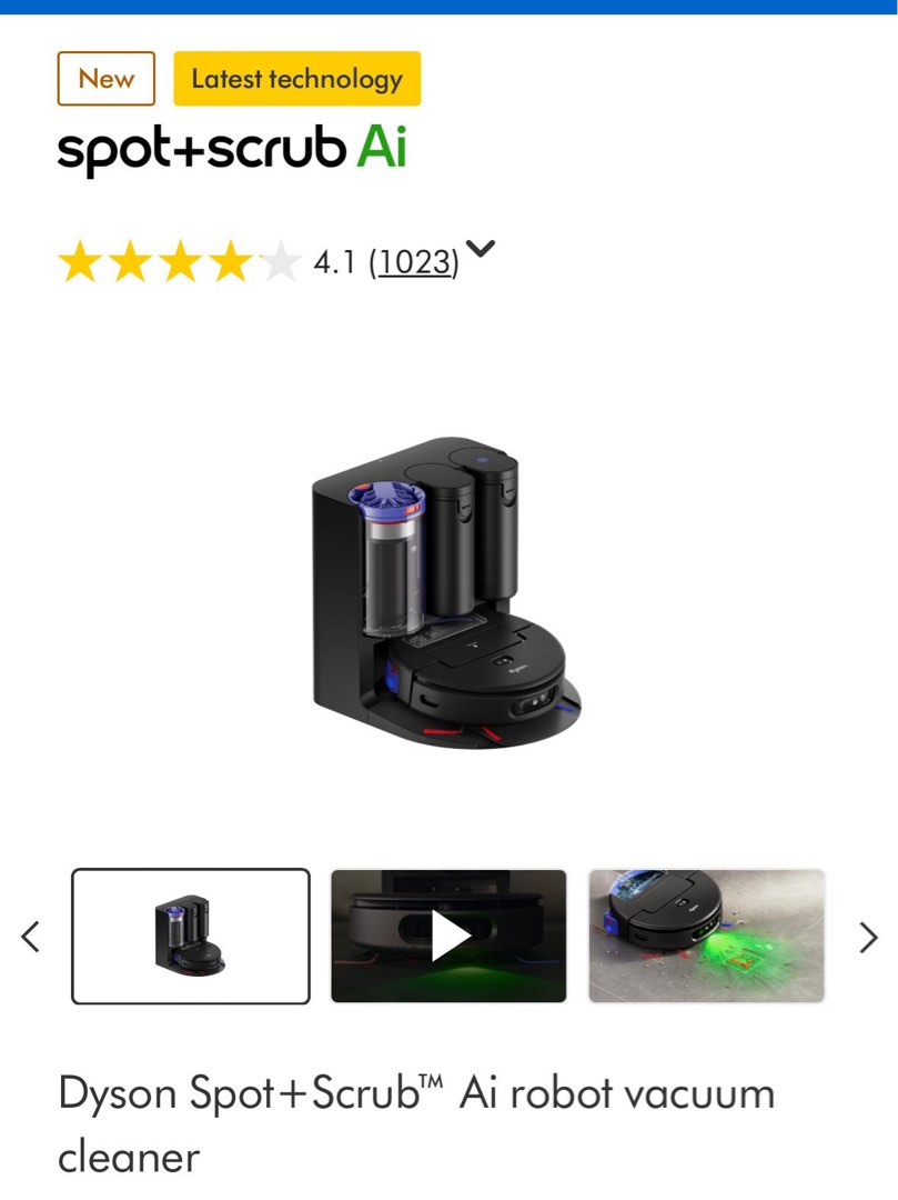 Dyson Spot+Scrub AI Robot Vacuum Cleaner, TV & Home Appliances, Vacuum ...