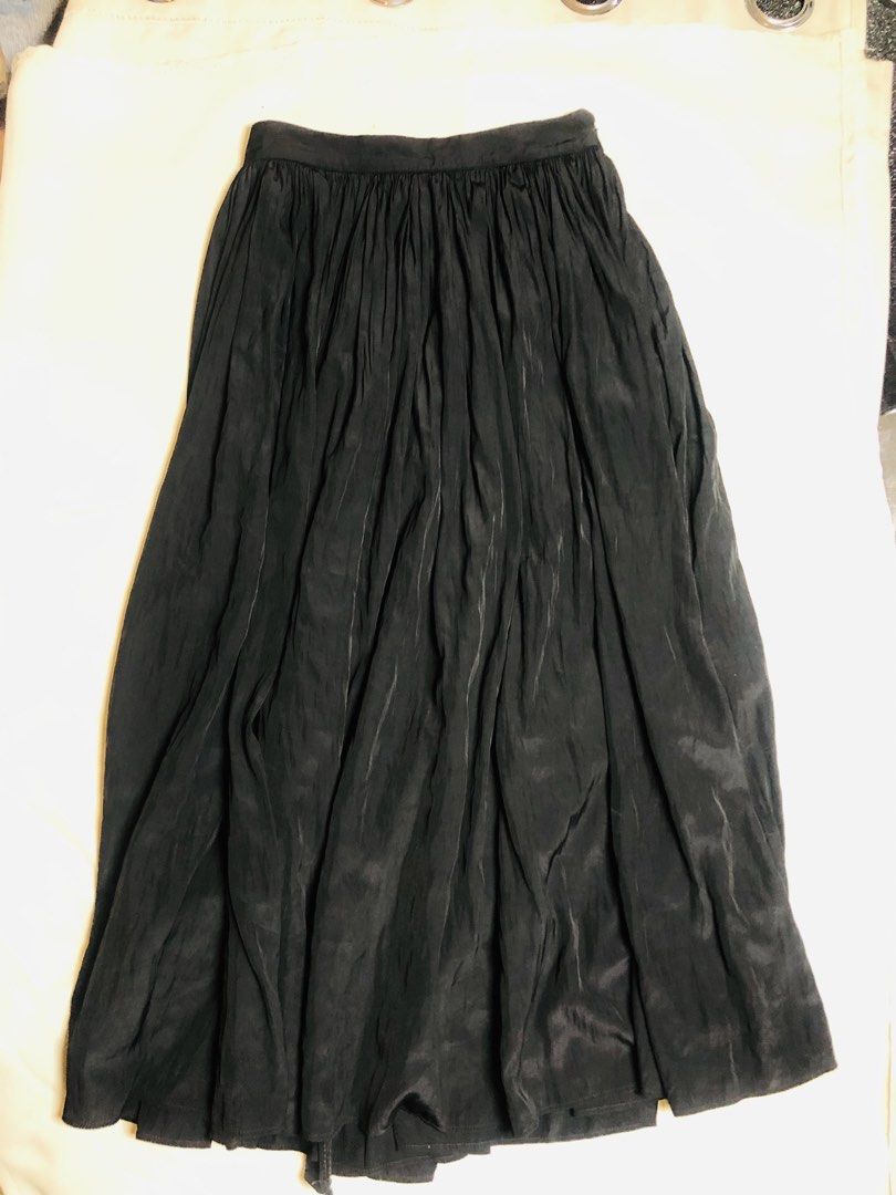 Grungy Silk-like Black Maxi Skirt, Women's Fashion, Bottoms, Skirts on ...