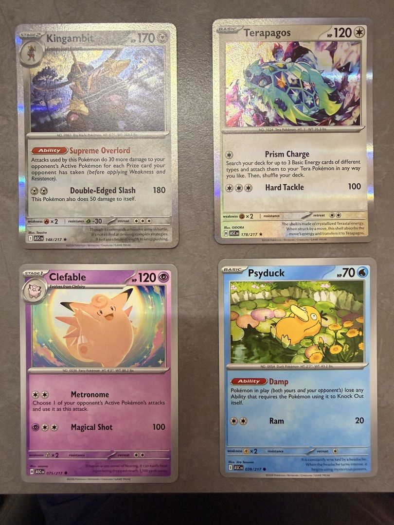 Pokemon Cards - Kingambit, Terapagos, Clefable, Psyduck, Hobbies & Toys ...
