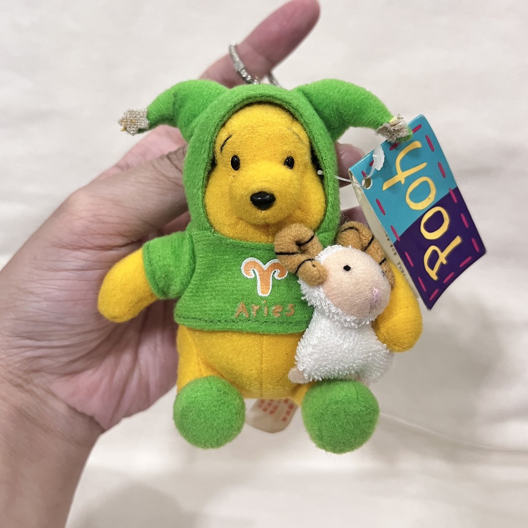 RARE Vintage Winnie the Pooh Zodiac Aries Disney Stuffed Toy Keychain ...