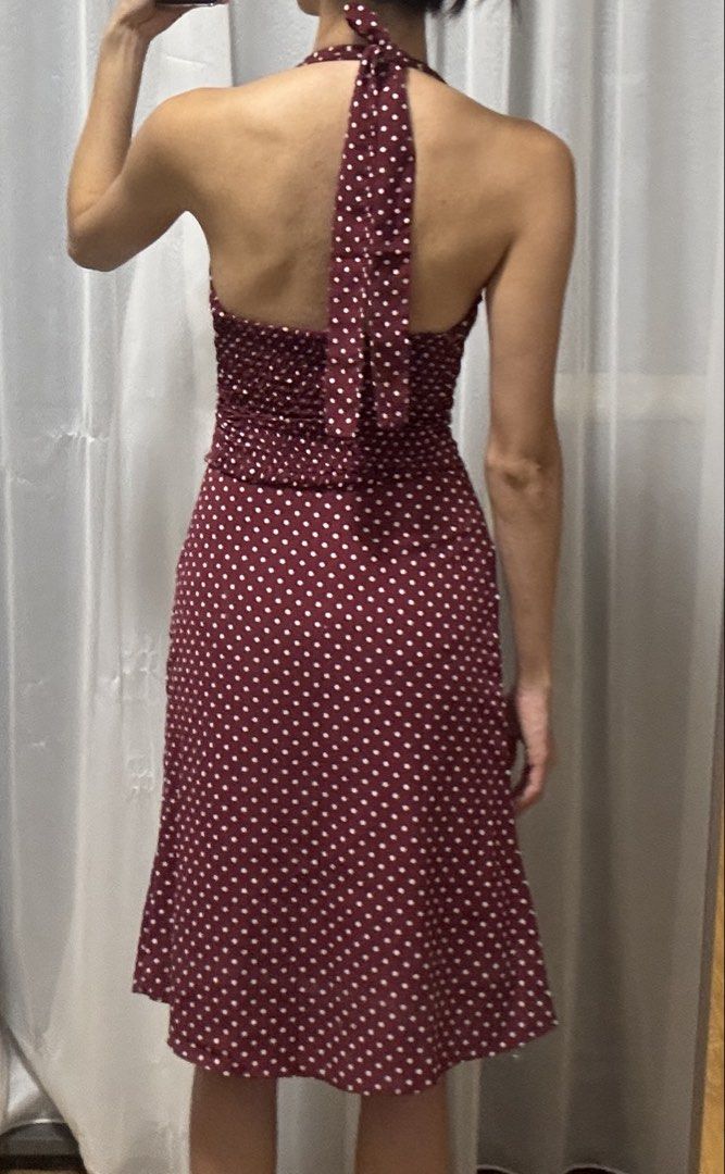 Red Polka Dot Halter Top & Skirt set, Women's Fashion, Dresses & Sets ...