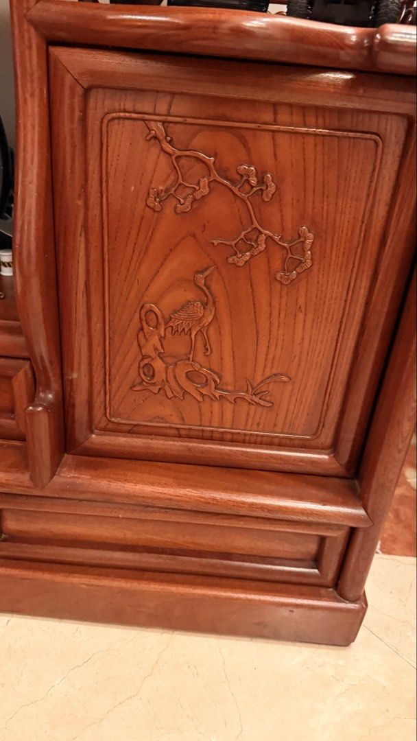 Antique hand carved display cabinet, Furniture & Home Living, Furniture ...