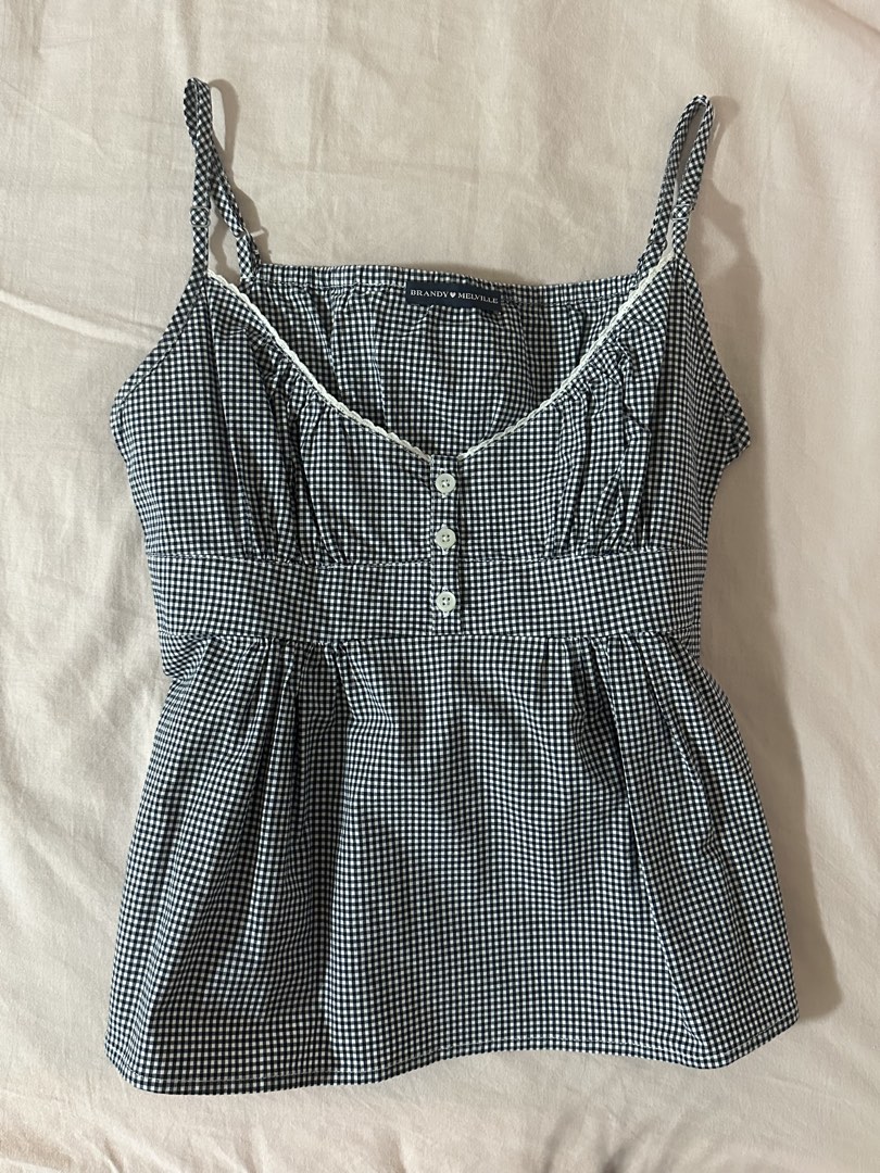 Brandy Melville Gingham Tiffany Tank, Women's Fashion, Tops, Sleeveless ...