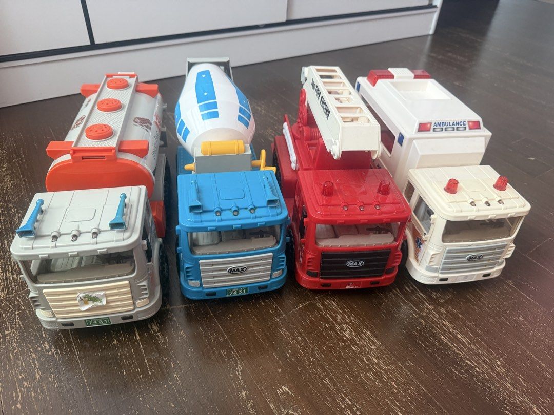 Daesung Toy Trucks Set - Fire Engine, Ambulance, Cement Truck, Hobbies ...