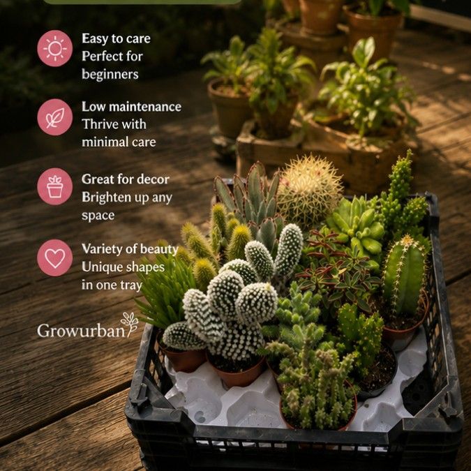 Mini Assorted Cacti & Succulent Collection – Easy Care Indoor Plants ...