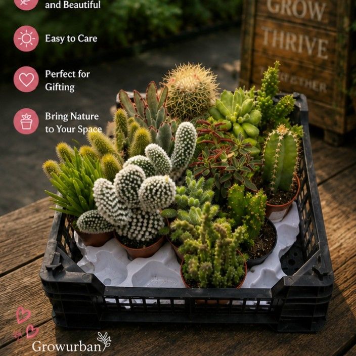 Mini Assorted Cacti & Succulent Collection – Easy Care Indoor Plants ...