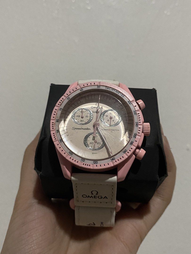 Omega x Swatch Moonswatch Mission to Venus Pink Watch, Women's Fashion ...