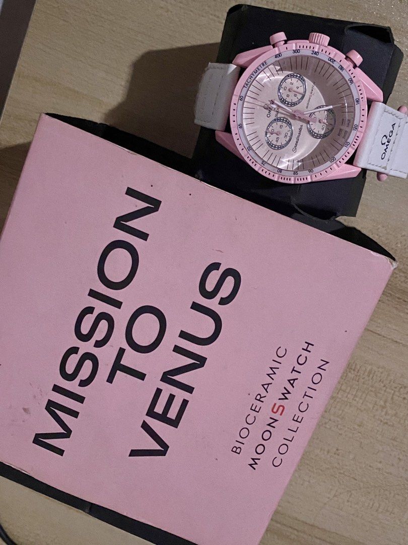 Omega x Swatch Moonswatch Mission to Venus Pink Watch, Women's Fashion ...