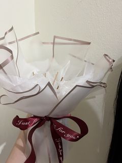 hand bouquet flowers cream with diamond, Hobbies & Toys, Stationery ...