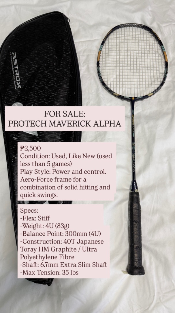 Protech Maverick Alpha, Sports Equipment, Sports & Games, Racket and ...