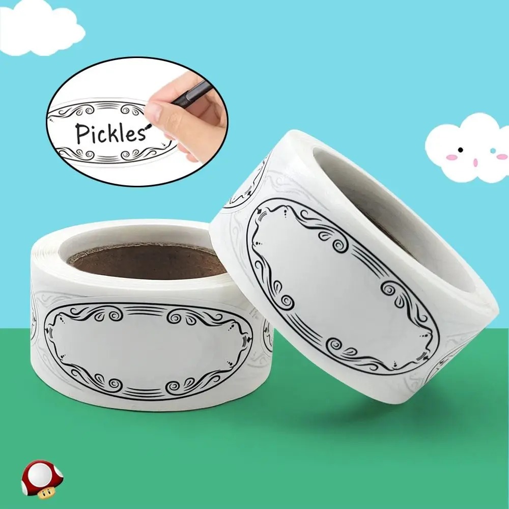 150Pcs/Roll Oval Labels Stickers Jar Canning Removable Food Storage ...
