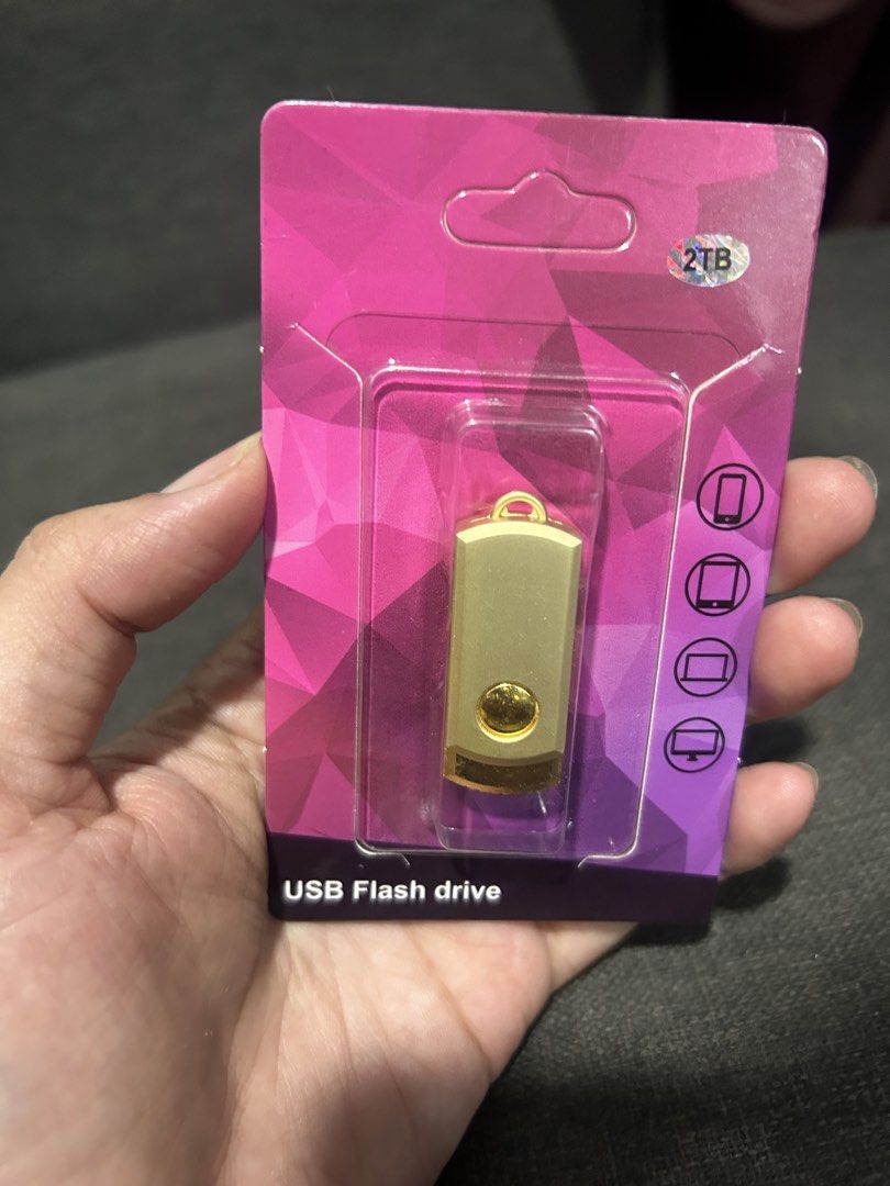 2TB Gold USB Flash Drive - High Capacity Data Storage Device for Files ...