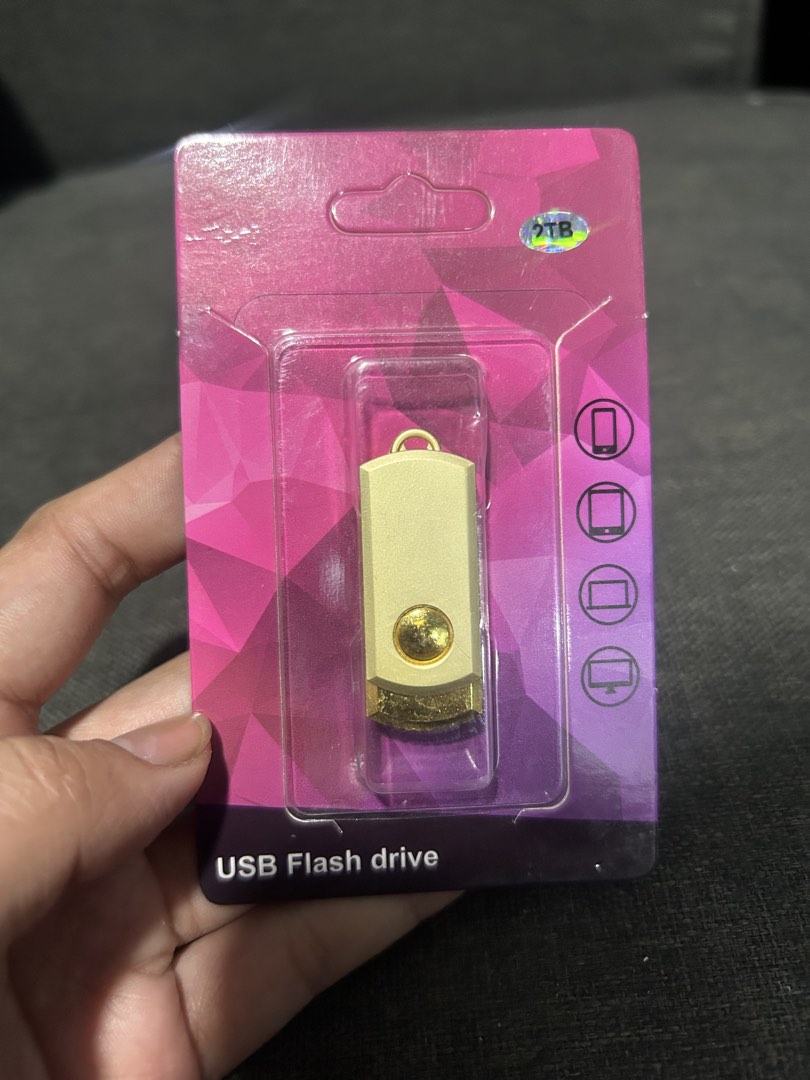 2TB Gold USB Flash Drive - High Capacity Data Storage Device for Files ...