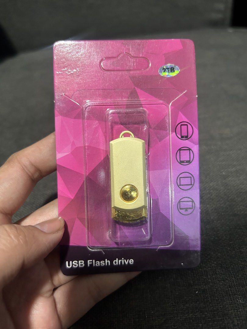 2TB Gold USB Flash Drive - High Capacity Data Storage Device for Files ...
