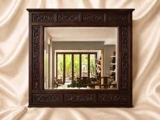 Antique Wooden Window Frame Mirror with Shutters, Furniture & Home ...