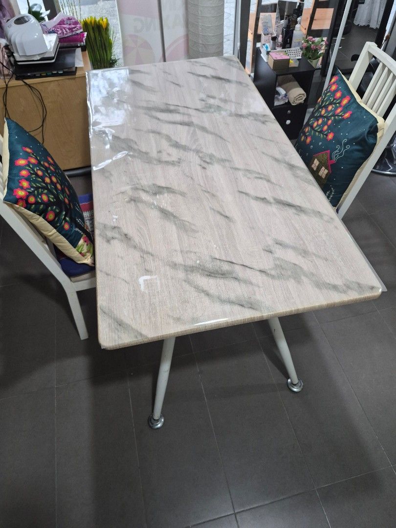 Beige Table with White Legs, Furniture & Home Living, Furniture, Tables ...
