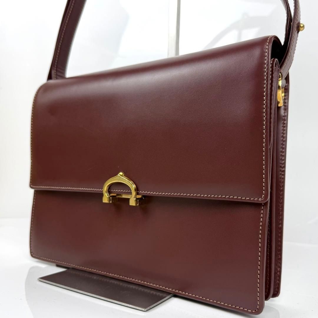 CARTIER Authentic Must Line Leather Shoulder Bag Bordeaux Rare A3802 ...
