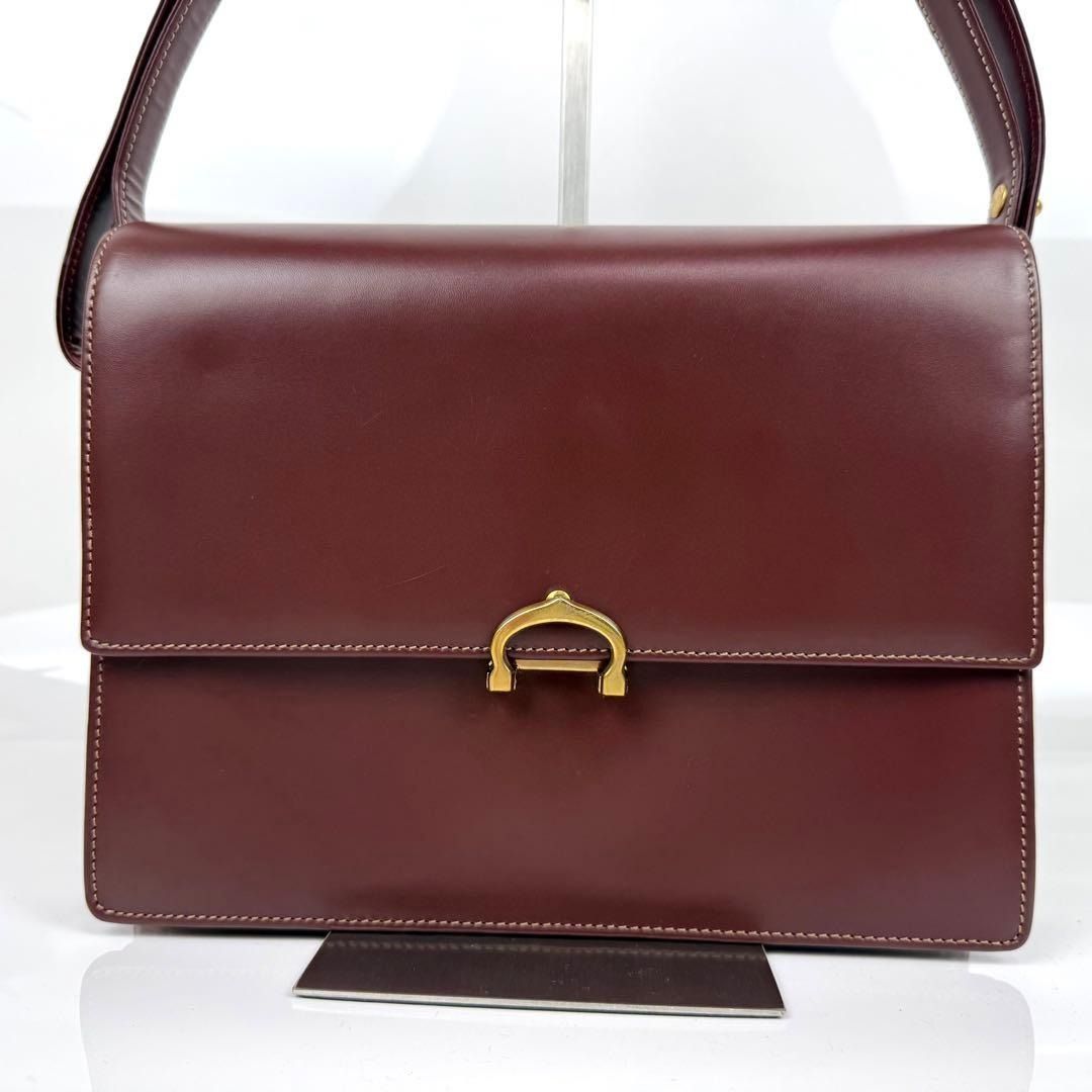 CARTIER Authentic Must Line Leather Shoulder Bag Bordeaux Rare A3802 ...