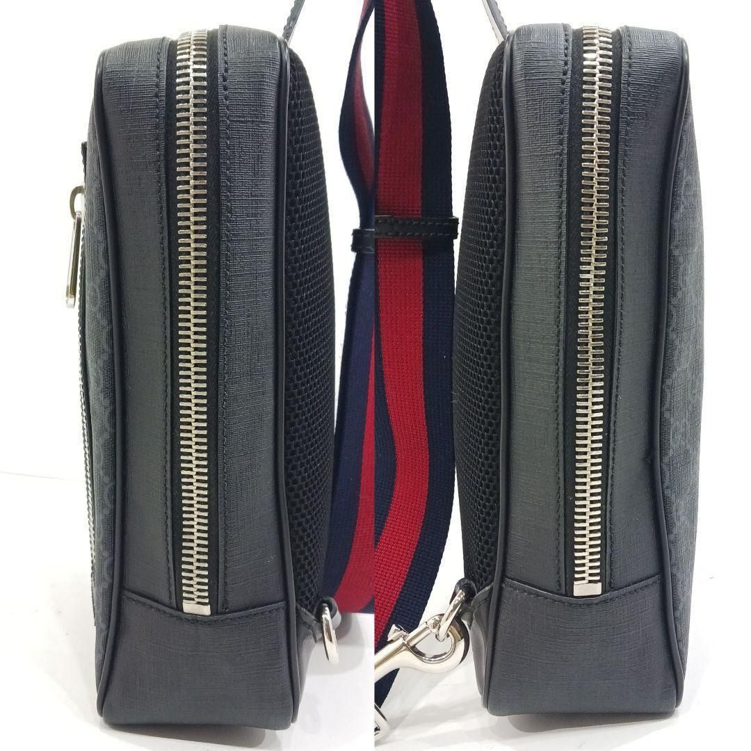 GUCCI Authentic GG Pattern Leather PVC Body Bag Black Rare A3781 ...
