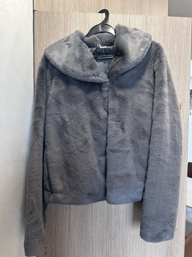 Guess Faux Fur Jacket - Grey, Women's Fashion, Coats, Jackets and ...