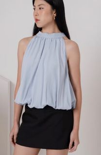 Blue Halter Top, Women's Fashion, Tops, Sleeveless on Carousell