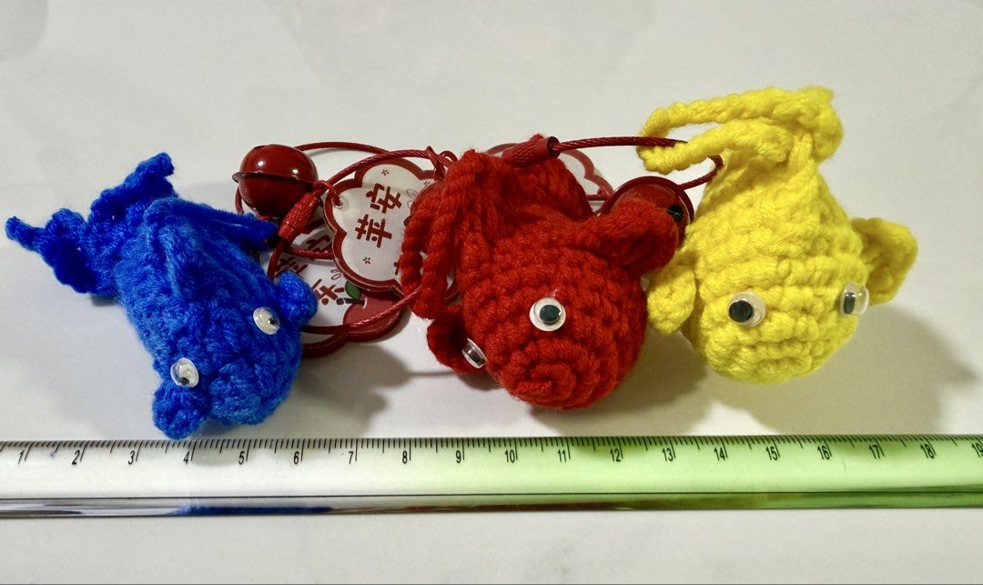 Handmade Crochet Fish Keychains - Red, Blue, Yellow, Hobbies & Toys ...