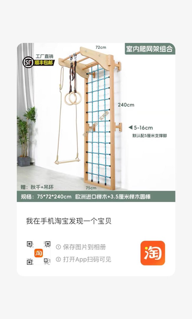 Indoor Climbing Frame with Swing and Rings, Sports Equipment, Other ...