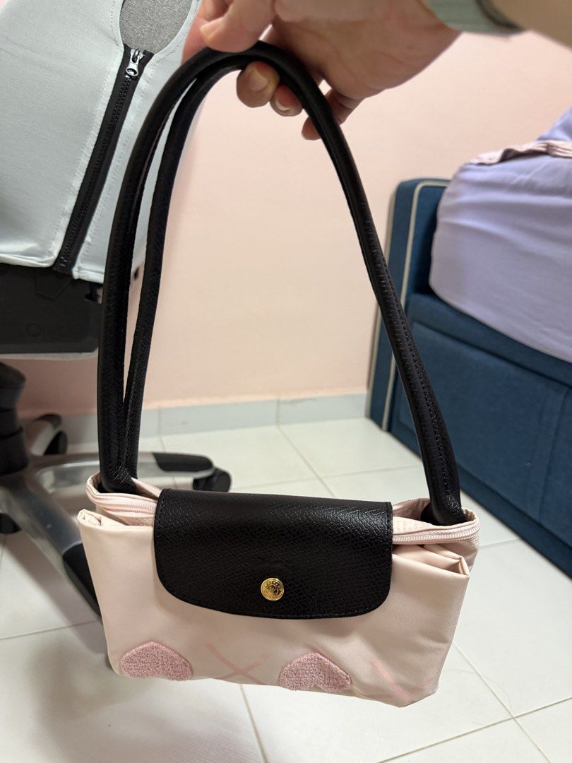 Longchamp Pink Tote Bag with Black Handles, Women's Fashion, Bags ...