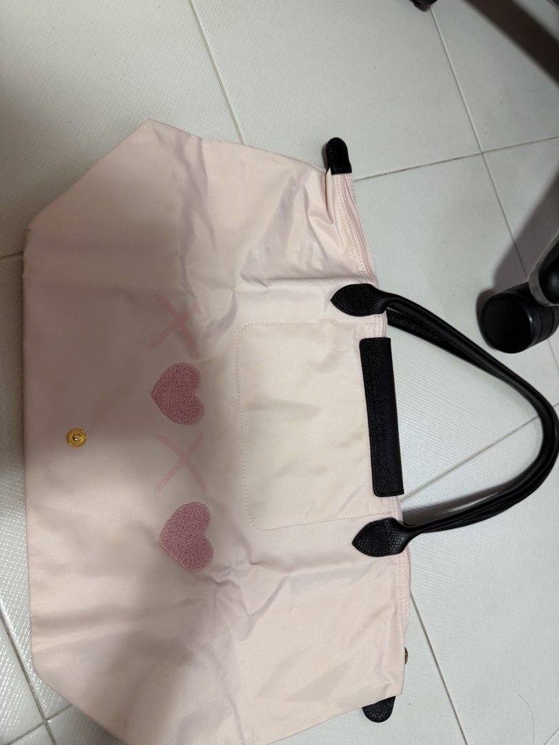 Longchamp Pink Tote Bag with Black Handles, Women's Fashion, Bags ...