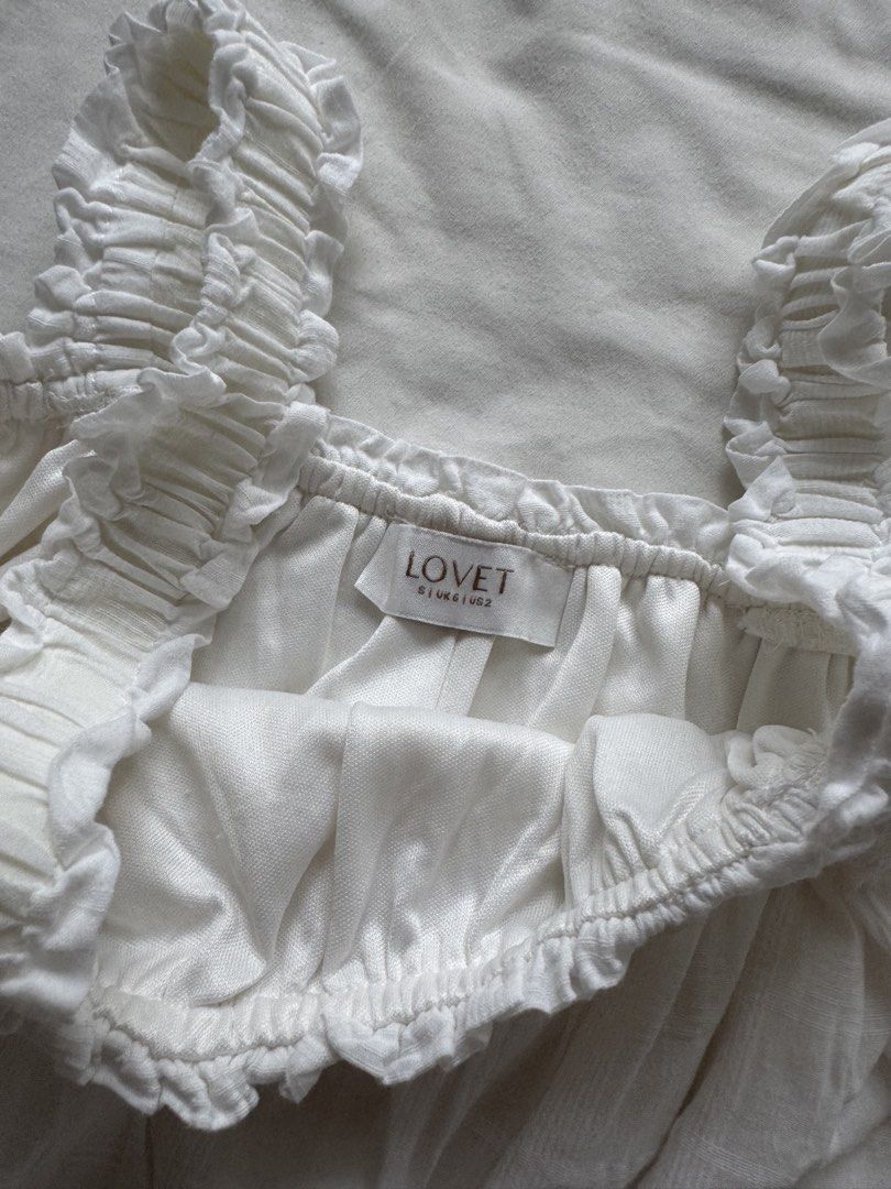 Lovet Alethia Textured Shirred Strap Tent Dress (White), Women's ...