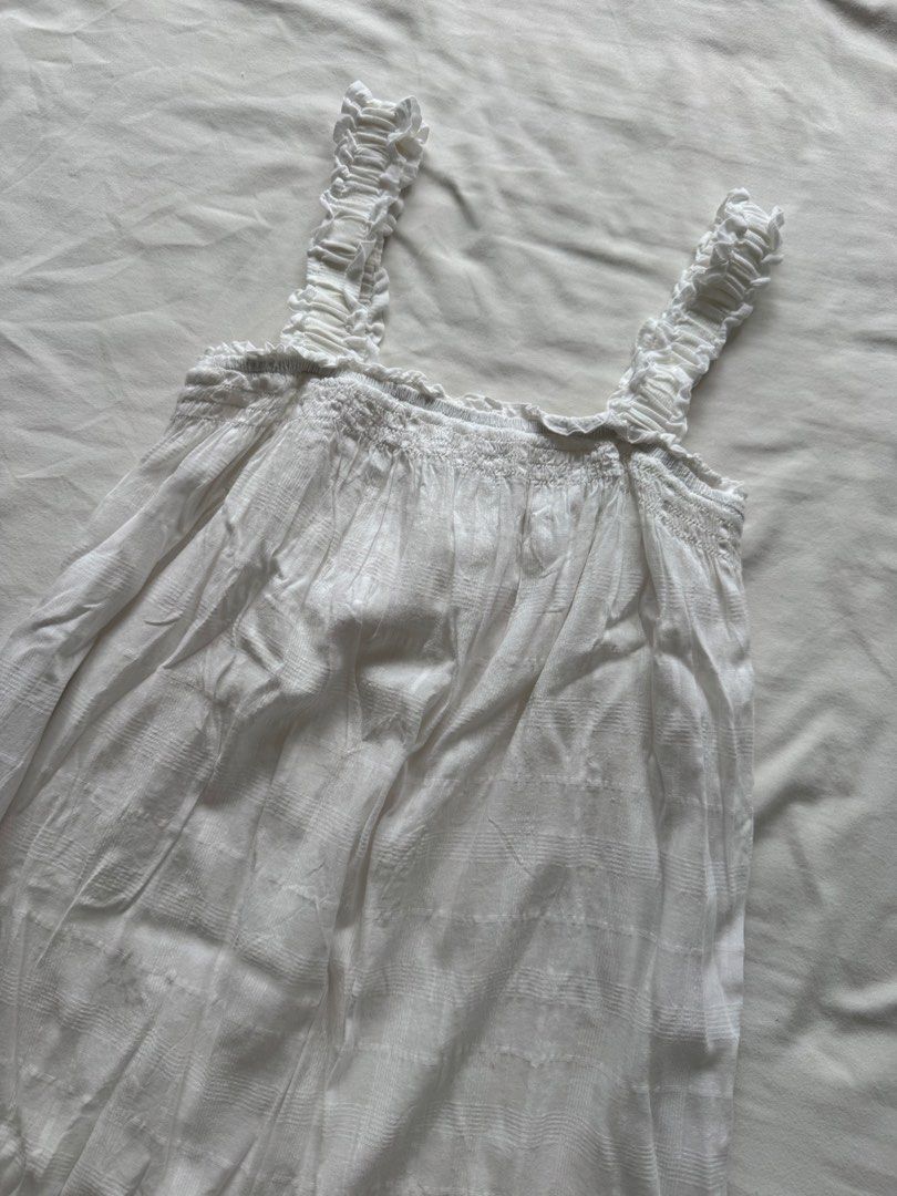 Lovet Alethia Textured Shirred Strap Tent Dress (White), Women's ...