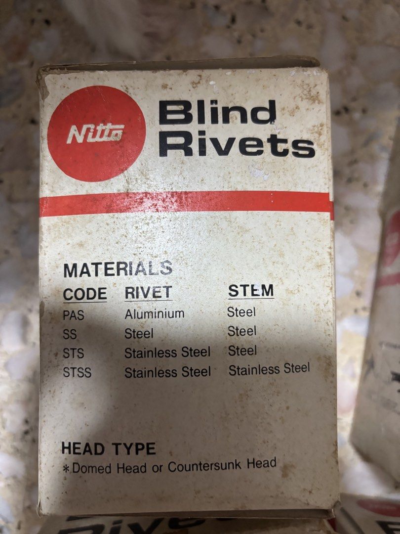 Stainless Steel Nitto Blind Rivets – Brand New Old Stock, Furniture ...