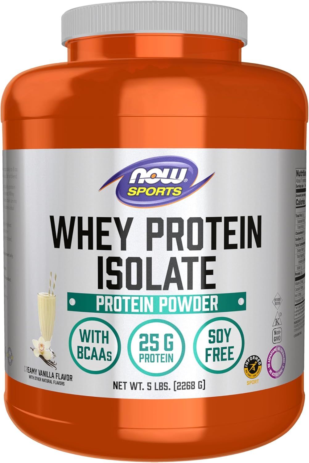 NOW Sports Nutrition, Whey Protein Isolate, 25 G With BCAAs, Creamy ...