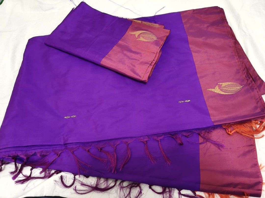 Purple Saree with Gold Detailing, Women's Fashion, Dresses & Sets ...