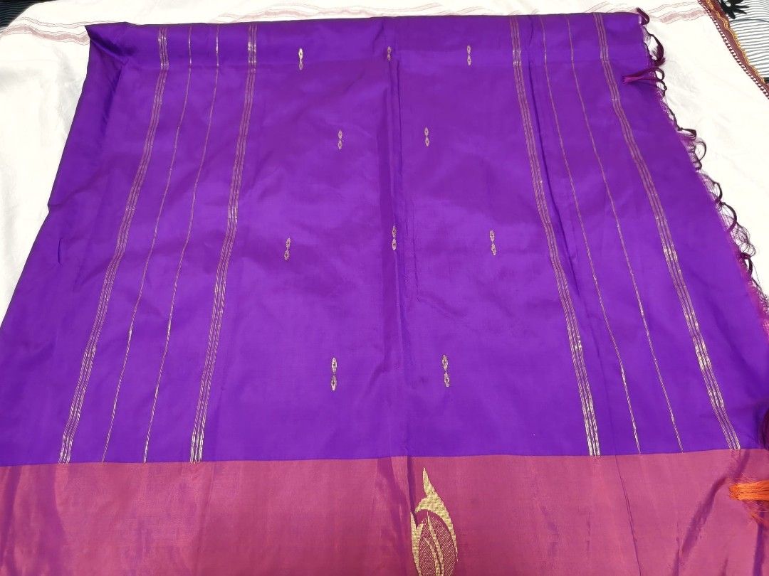 Purple Saree with Gold Detailing, Women's Fashion, Dresses & Sets ...