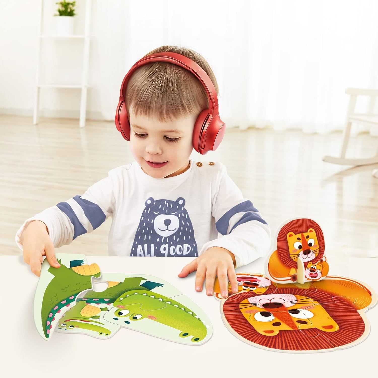 Toi Large Piece Toddlers Puzzles 6 in 1 Kids Animal Jigsaw Puzzles Age ...