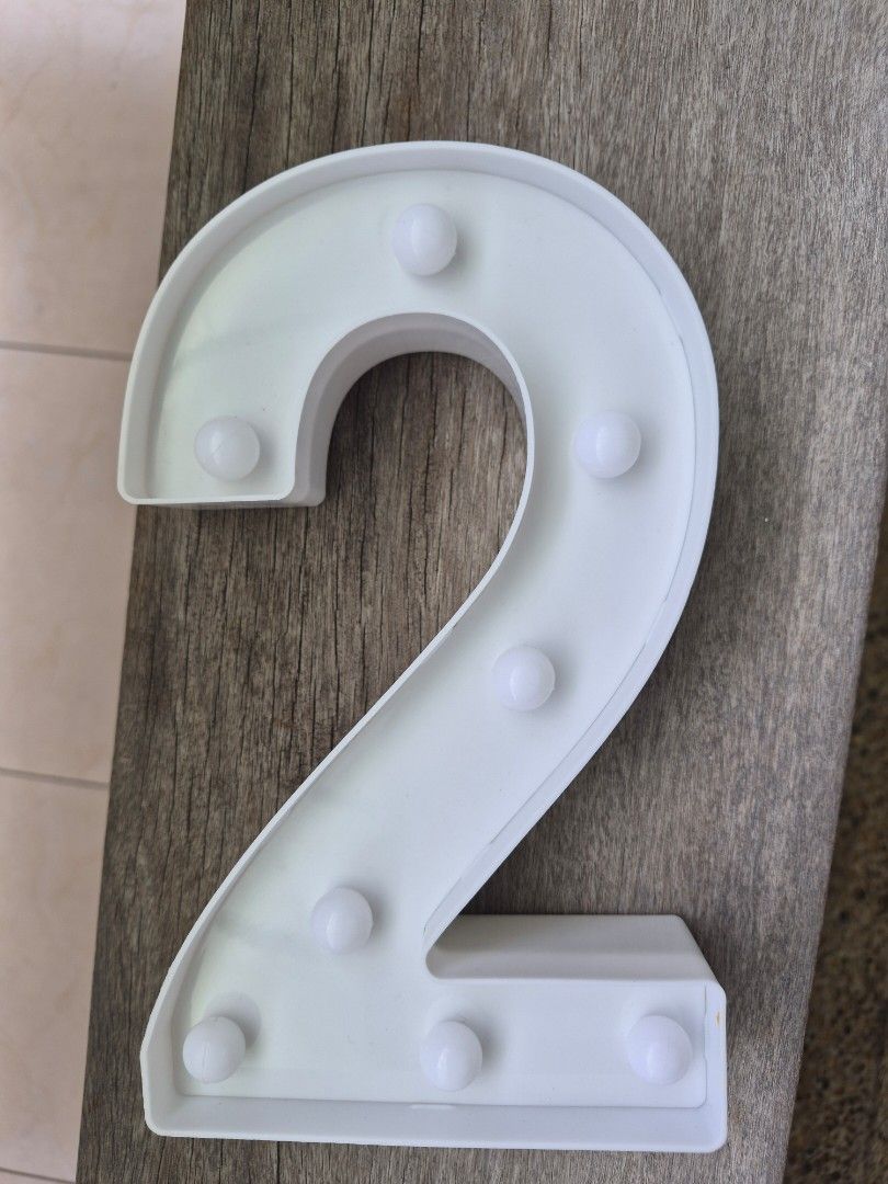 White LED Light-Up Letters - '1' and '2', Furniture & Home Living ...