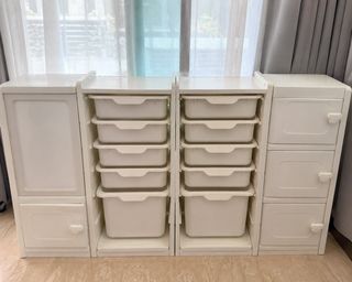 White Storage Cabinet with Black Handles, Furniture & Home Living ...