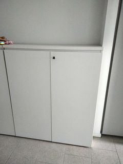 White Storage Cabinet with Black Handles, Furniture & Home Living ...