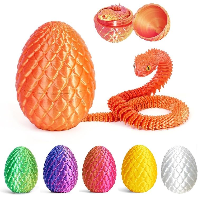 12 Inch 3D Printed Snake with Egg - 3D Snake Figure in Easter Eggs ...