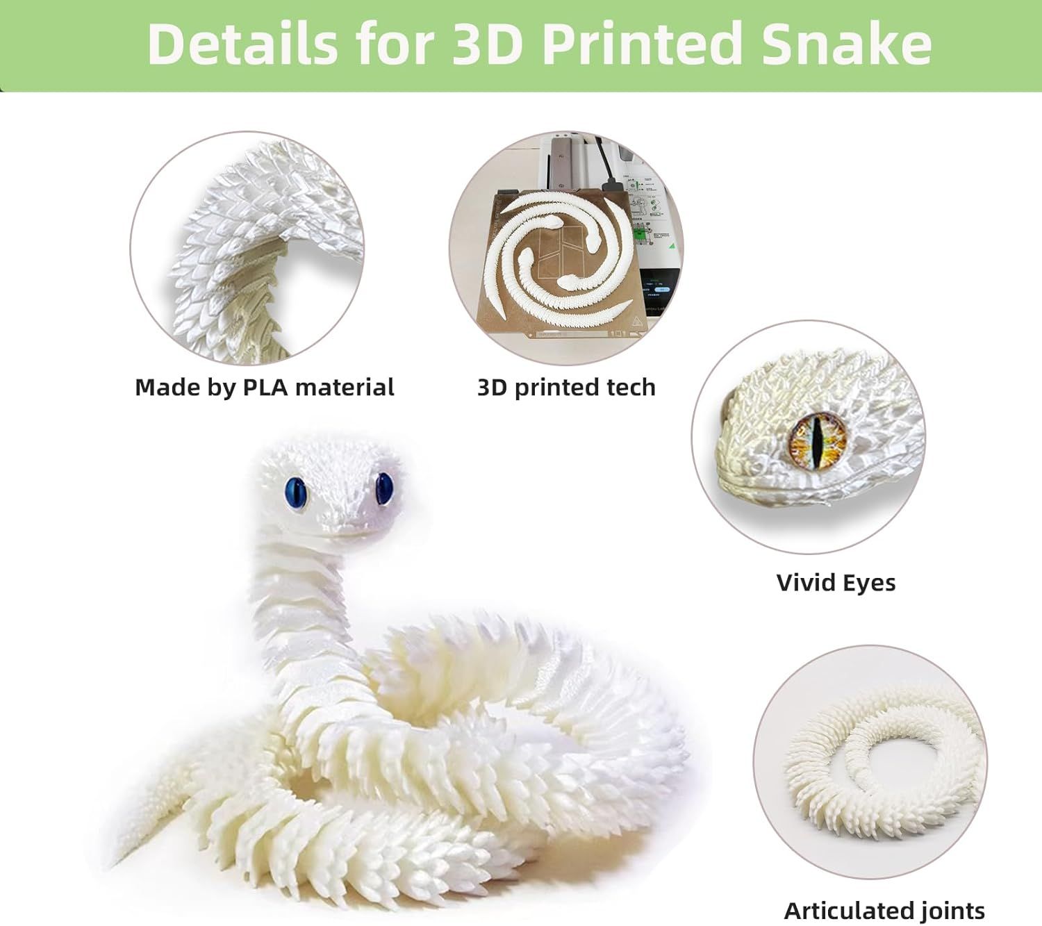 12 Inch 3D Printed Snake with Egg - 3D Snake Figure in Easter Eggs ...