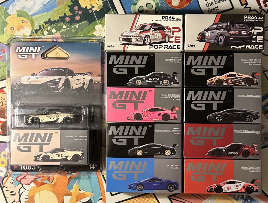 1:64 Mini gt and Poprace (SET), 興趣及遊戲, 玩具 & 遊戲類 - Carousell