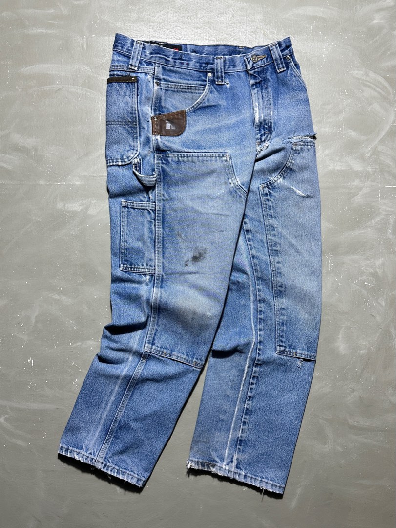 1990s Distressed Wrangler Riggs Original-fit Double Knee Denim ...