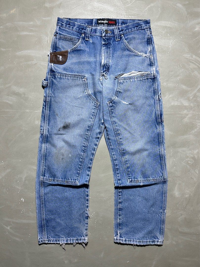 1990s Distressed Wrangler Riggs Original-fit Double Knee Denim ...