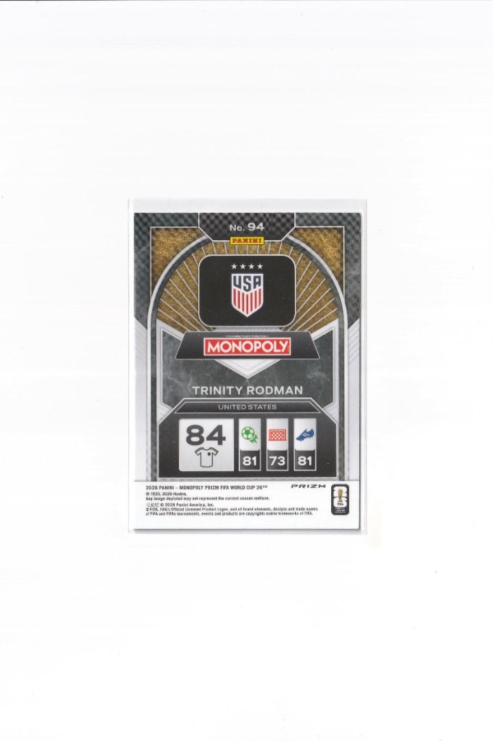 2026 Panini Prizm World Cup Monopoly - Trinity Rodman (#94) – Base ...