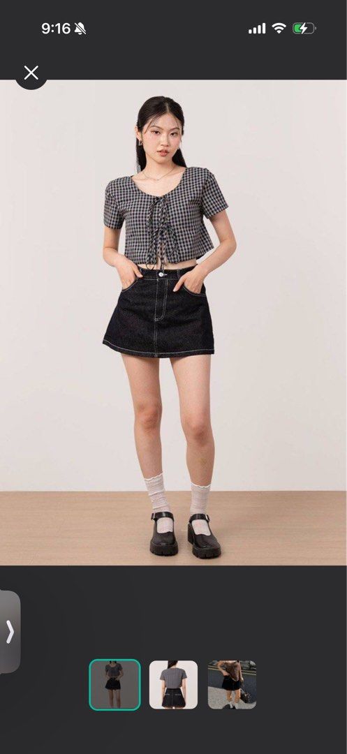 6style charmed denim skorts in midnight, Women's Fashion, Bottoms ...