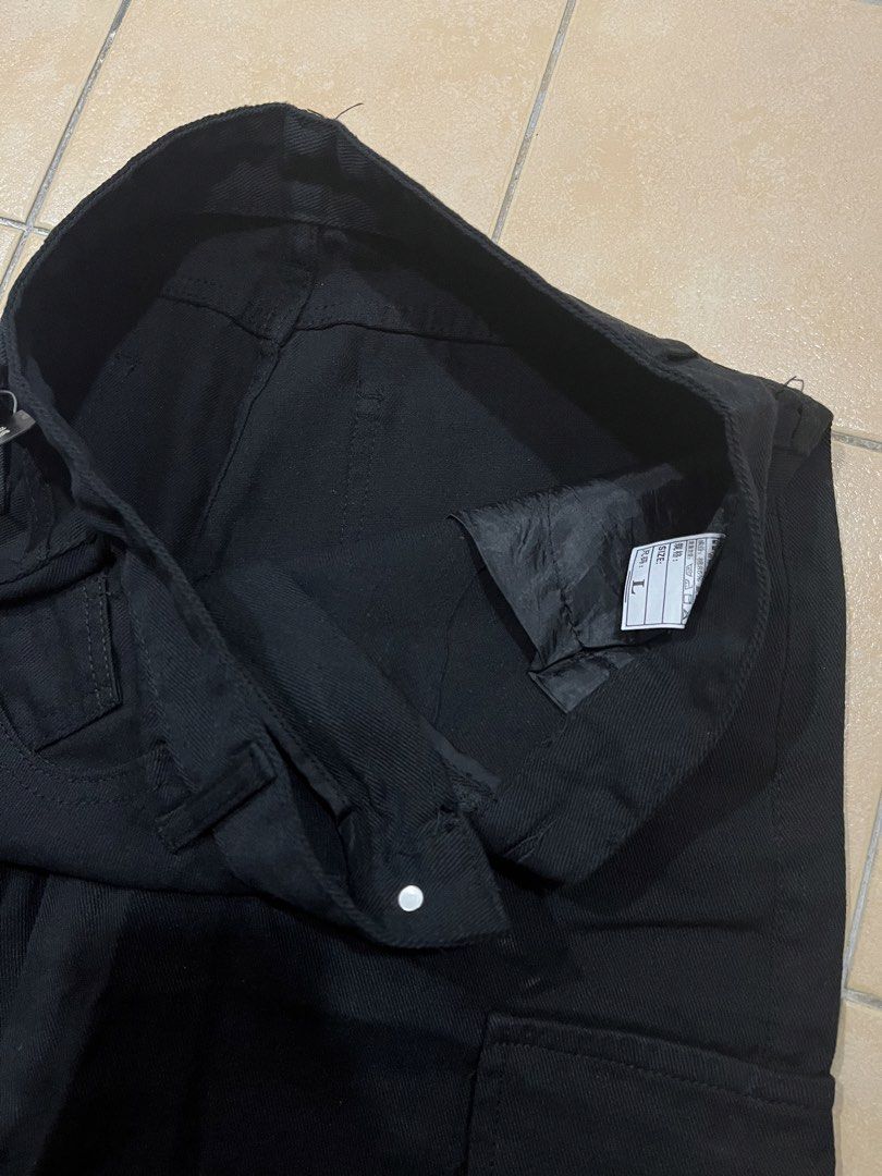 Baggy Wide Black Cargo Pants Denim, Men's Fashion, Bottoms, Jeans on ...
