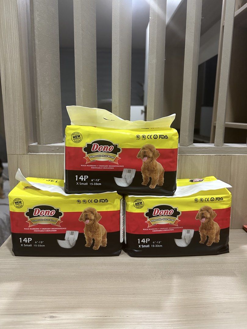 Dono Disposable Male Dog Diapers - XS (Free 11 Diapers!), Pet Supplies ...