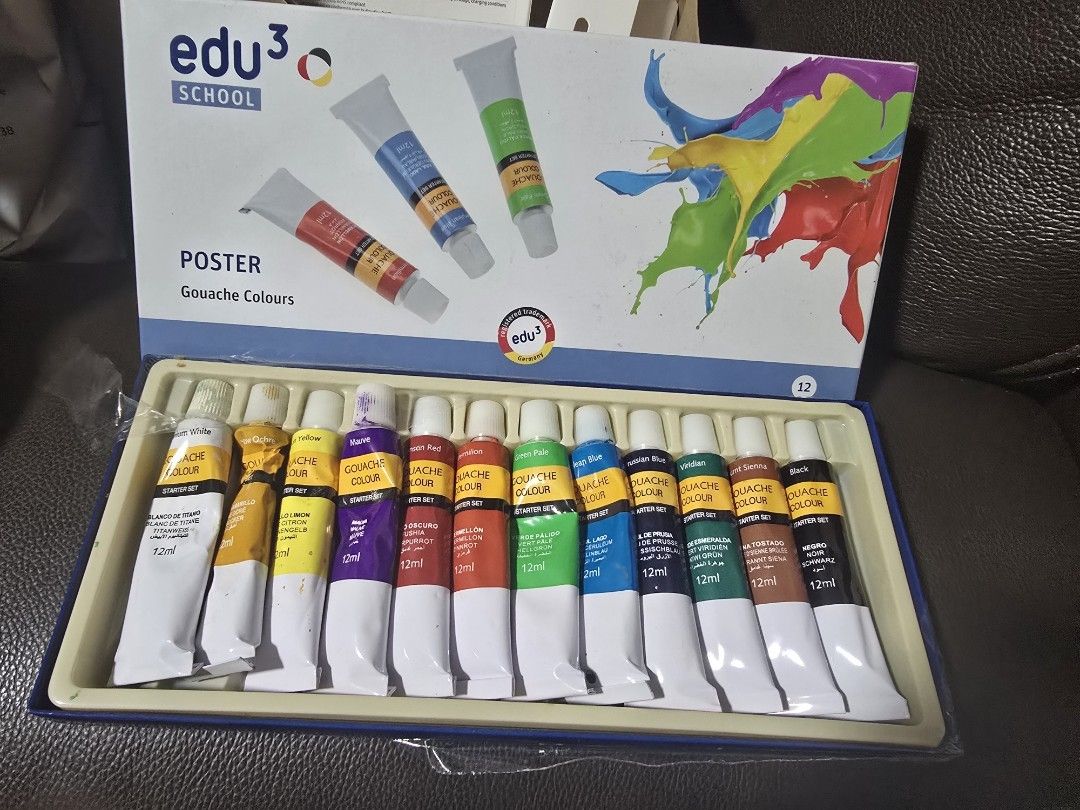 Edu3 School Poster Gouache Colours Paint Set, Hobbies & Toys, Art ...