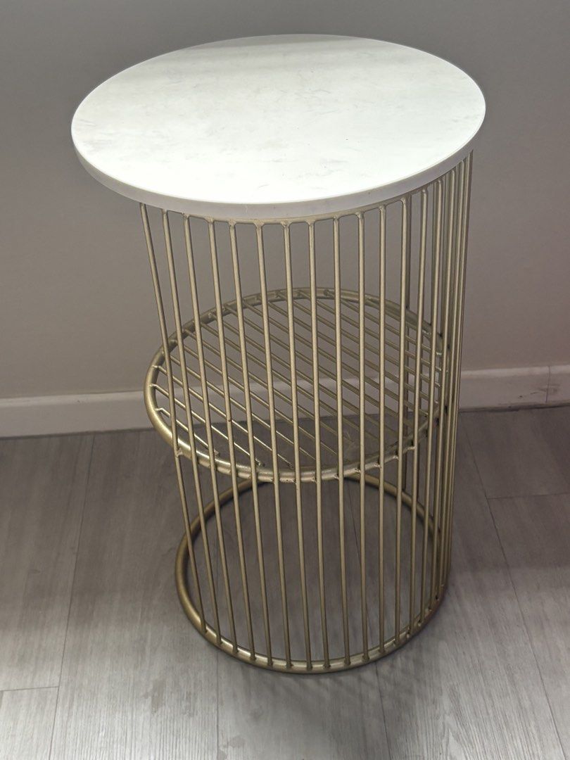 Gold Side Table with Marble Top, Furniture & Home Living, Furniture ...